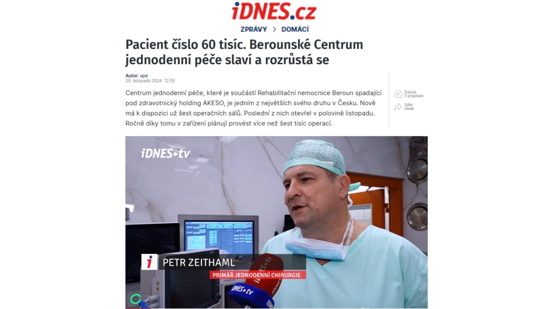 Pacient číslo 60 tisíc. Berounské Centrum jednodenní péče slaví a ...